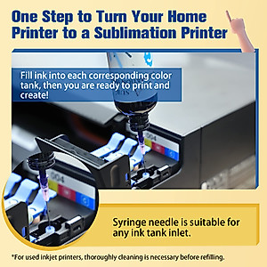 A-SUB 480ML Sublimation Ink Refill Compatible with ET-2720 ET-2760 ET-4760 ET-2800 ET-2803 ET-2850 ET-3760 WF-2830 WF-7710 Inkjet Printers for Heat Transfer Mug, Tumbler, T Shirts