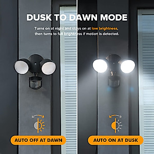 LUTEC 32W 2500 Lumen LED Security Lights Motion Sensor Light Outdoor, 5000K Daylight, IP54 Waterproof, Dusk to Dawn, Motion Detector Flood Light for Garage, Yard, Porch-Black