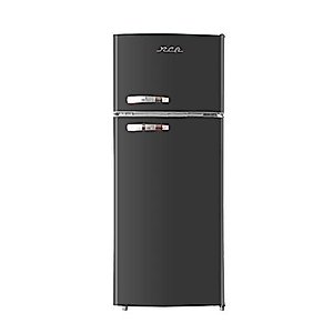 RCA RFR1055-BLACK, Retro 2 Door Apartment Size Refrigerator with Freezer, 10, Black, cu ft