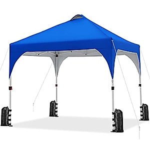 Topeakmart Outdoor Pop up Canopy Tent Camping Tent Sun Shelter Portable Canopy Tent 10x10 Heavy Duty for Garden Patio Park Market Blue