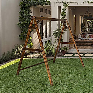 Outvita Porch Swing Stand, 67" Wooden Swing Frame with Extra Bottom Connection Board and Stable A Frame for Patio, Porch, Backyard 600lbs Capacity