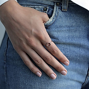 PAVOI 14K Yellow Gold Karma Open Circle Ring | Gold Plated Adjustable Rings for Women | Stackable Rings