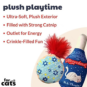 Huxley & Kent 2-Pack Plush Cat Toys | Jelly Roll & Meowchewitz | Hanukkah Holiday Strong Catnip Filled Cat Toy | Plush Kitten and Cat Toy with Catnip and Crinkle | Kittybelles