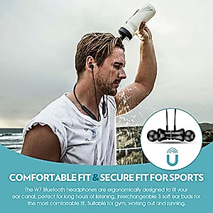 BUBEYYIE Bluetooth Neckband Headphones 20Hrs Playtime V5.0 Wireless Headset Sport Noise Cancelling Headset w/Mic for Gym Running Compatible with iOS Samsung Android