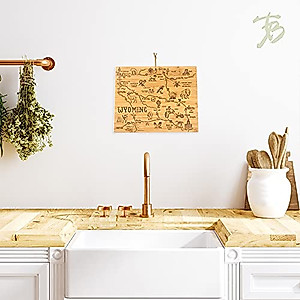 Totally Bamboo Destination Wyoming State Shaped Serving and Cutting Board, Includes Hang Tie for Wall Display