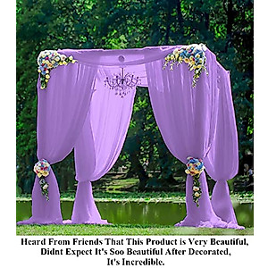 Chiffon Backdrop Curtain 29"x108" 2pc Chiffon Curtain Panels Chiffon Window Curtains Colorful Sheer Curtains Tulle Sheer Curtains Sheer Voile Fabric Chiffon Overlay Wedding (Lavender, 29x108-inch)