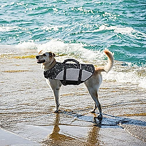 LETSQK Dog Life Jacket Dog Safety Vest with Adjustable Buckles for Small Medium Large Dogs, Pet Life Preserver Jacket with Durable Rescue Handle for Swimming,Surfing,Boating,Hunting