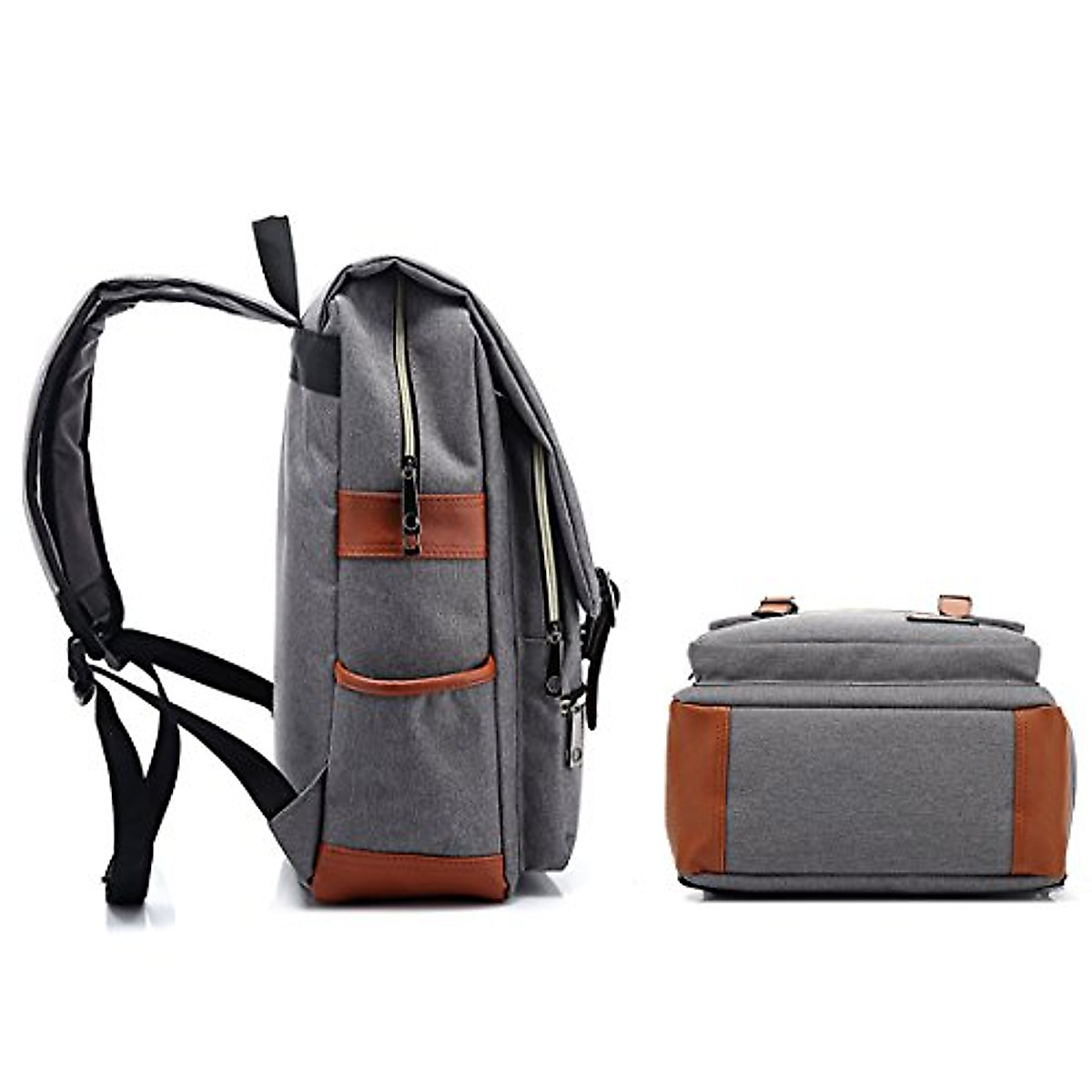 Furivy Unisex Oxford Retro Style Laptop Backpack College School Bag Student Daypack Rucksack Light Gray