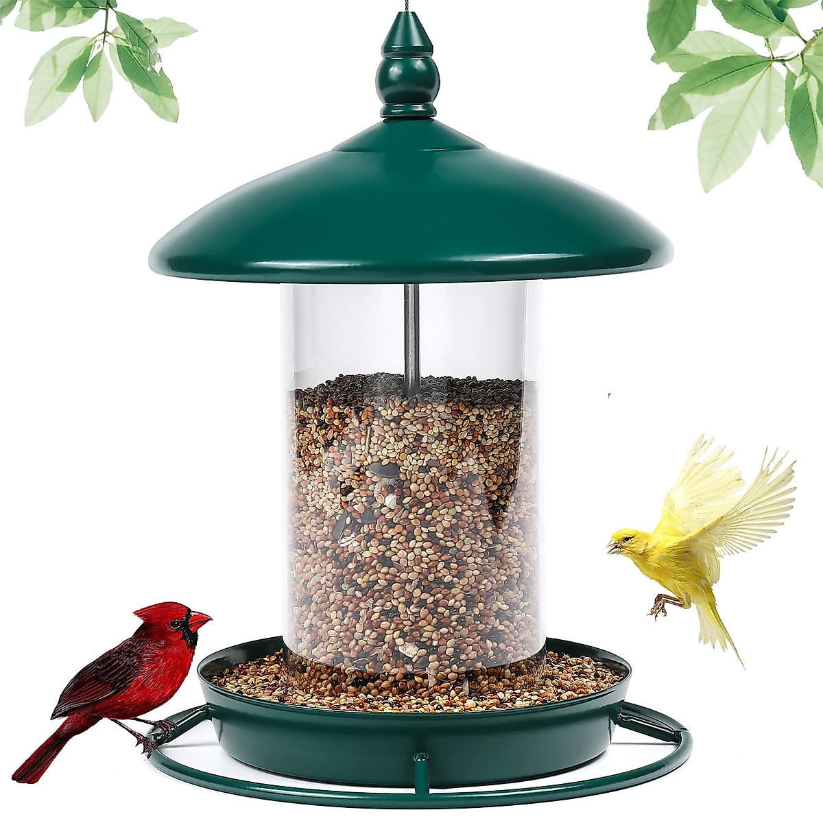 Bird Feeder for Outdoors, Small Bird Feeder, Holds 1.50LB Seeds, Suitable for Small Seed Grains, Metal Bird Feeder for Outdoors Hanging