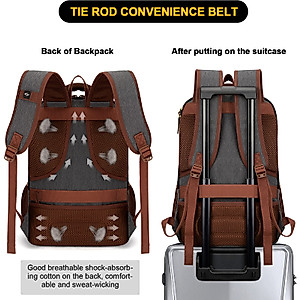 Tzowla Canvas Laptop Backpack, Bag for Men Women,School Travel College Work Rucksack Fits 15.6 Inch Laptop, Bookbag with USB Charging Port