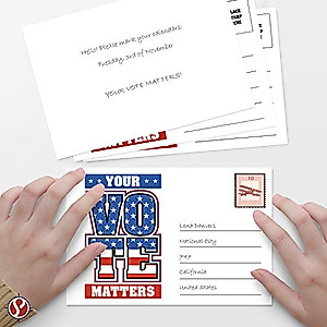 Your Vote Matters – Blank Patriotic Voting Post Cards for USA Election Campaign | Mailable, No Envelopes Needed | Flip Side Is Blank| Size 4 x 6 Inches | Bulk Set of 100 Cards Per Pack