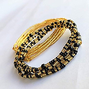 Tuoshei 6 pices Summer Jewelry Waist Bead Set Colorful Waist Bead Belly Bead African Waist Bead Body Chain Beaded Belly Chain Bikini Jewelry for Woman (style 1)