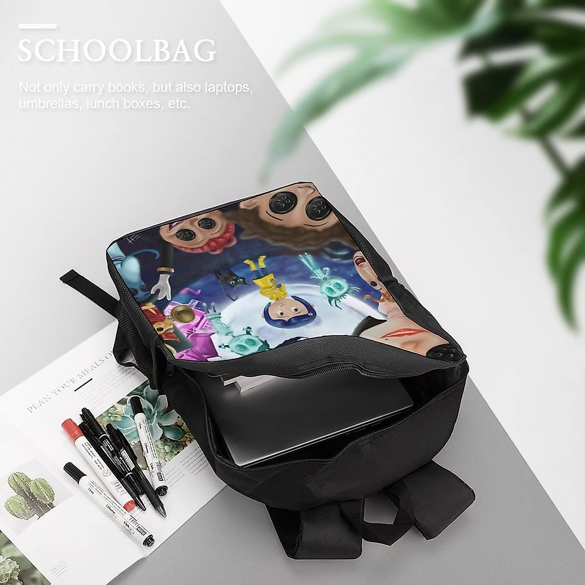 Coraline Teenagers Water Resistant Casual Backpack 3D Printed Fashion Travel Bag Schoolbag for Boys And Girls 17 Inch