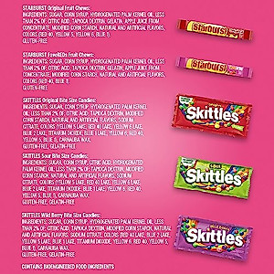 SKITTLES & STARBURST Variety Pack Full Size Chewy Candy Assortment, 37.05 oz, 18 Bars