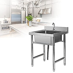 MARQI Compartment Commercial Kitchen Sink, Stainless Steel Sink, Indoor Outdoor Sink for Home Bar Unit Commercial