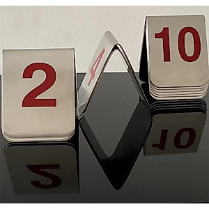 10 Pcs Metal Place Cards Stackable Tent Style Table Numbers，Place Card Holders for Celebration Wedding Party Restaurants Cafes Bars Gatherings meeting Room Board Game Serial (Medium 1-10, Black)