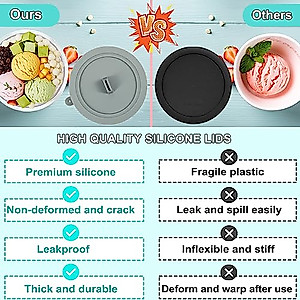 YQL Creami Pint Containers with Silicone Lids Replacement for Ninja Creami Pints and Lids,16oz Cups Compatible with NC301 NC300 NC299AMZ Series Ice Cream Maker,Dishwasher Safe&Leakproof(2 Pack)