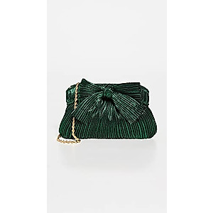 Loeffler Randall Women's Mini Pleated Frame Clutch with Bow, Emerald, Green, Metallic, One Size