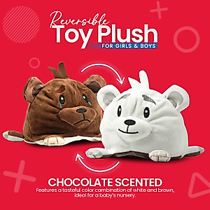 Reversible Toy Plush for Girls & Boys, Educational Mood Regulating Plushie Teddy Bear, Chocolate Scented Benji The Bear Realistic Stuffed Animal for Babies, Toddlers, Preschool, Kindergarten