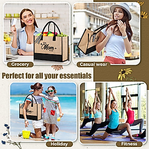 Cunno Mother's Day Mom Tote Bag 16.5 x 11.8 x 6.7 Inch Beach Bag Gifts for Mother Tote Bags for Mother Best Mom Ever Gifts Mom Bags (Jute)