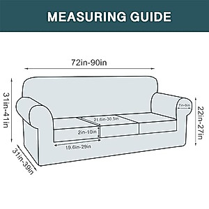 FantasDecor 4 Piece Sofa Velvet Couch Covers for 3 Cushion Stretch Slipcover with Individual Seat Cushion Elastic Furniture Protector for Pets, Machine Washable (Sofa,Stone Blue)