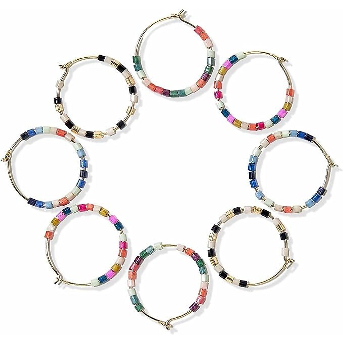 INK+ALLOY Beaded Mini Boho Hoop Earrings for Women, Victoria Mixed Seed Bead Small Hoops, Handmade Jewelry for the Modern Bohemian, 3/4-Inch (Black)