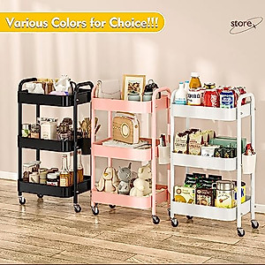 Versatile 3-Tier Metal Rolling Utility Cart - Perfect for Organizing Any Room in Your Home - Lockable Wheels - Anti-Drop & Rust-Resistant Design,