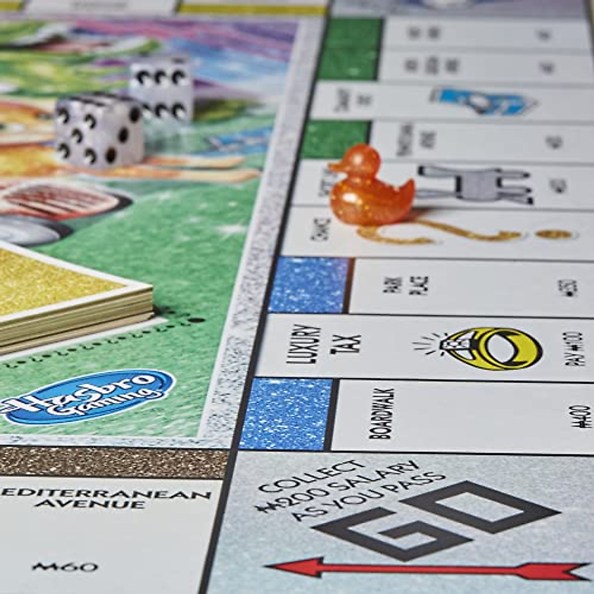 Hasbro Gaming Monopoly Sparkle Edition Board Game, Family Games, with Glittery Tokens, Pearlescent Dice, Sparkly Look, (Amazon Exclusive)