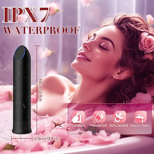 Bullet Vibrator with Angled Tip for Precision Clitoral Stimulation, Discreet Rechargeable Lipstick Vibe with 10 Vibration Modes Waterproof Nipple G-spot Stimulator Sex Toys for Women (Black)