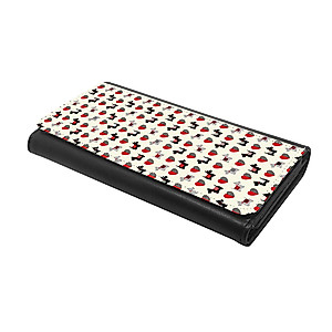 (Scottie Dog Pattern) women's Patterned Leather Buckle Trifold Wallet Bag Pouch Holster With Credit Card Holder insurance for smartphones