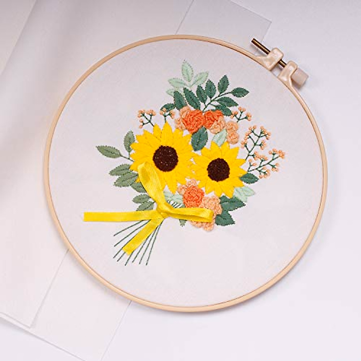 6 Pieces Cotton Fabric, Embroidery Fabric Cloth for DIY Handmade Embroidery and Art Crafts Gifts Decoration 13 by 13 inch