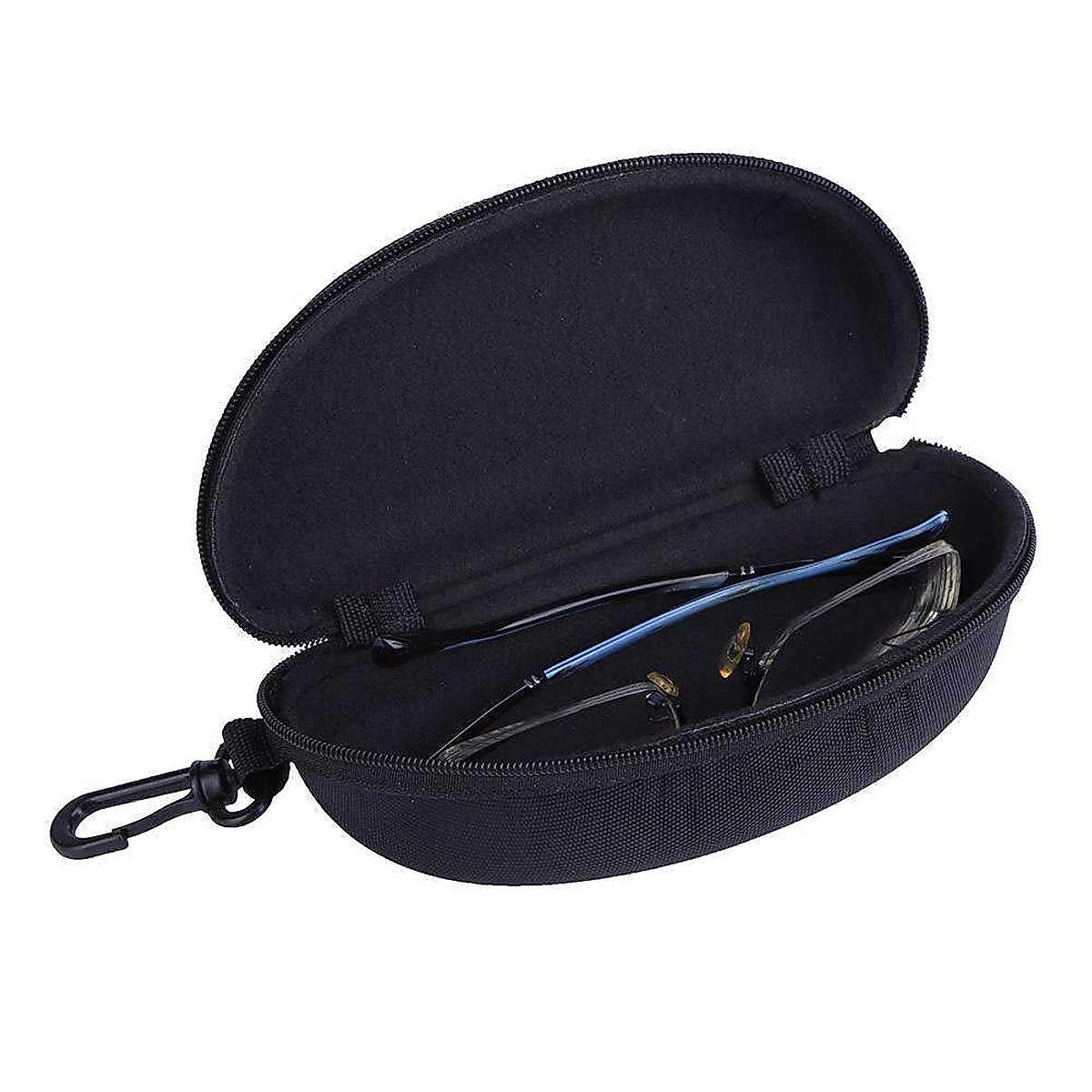 traderplus 3Pcs Hardshell Sunglasses Case/Eyeglasses Box with Zipper and Hook For Men & Women Black
