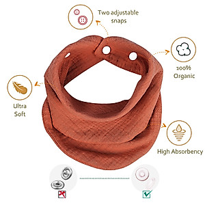 Baby Bibs for Girls, Bandana Drool Bibs for Unisex, Soft Organic Muslin Infinity Scarf Bibs for 0-24 Months - 8 Pack