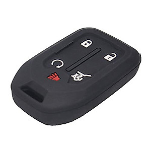 LemSa 2Pcs Keyless Entry Remote Car Smart Key Fob Outer Shell Cover Soft Rubber Protective Case for GMC Acadia Terrain Yukon Chevrolet Suburban Tahoe HYQ1AA 13584502 1551A-AA, Black Pink