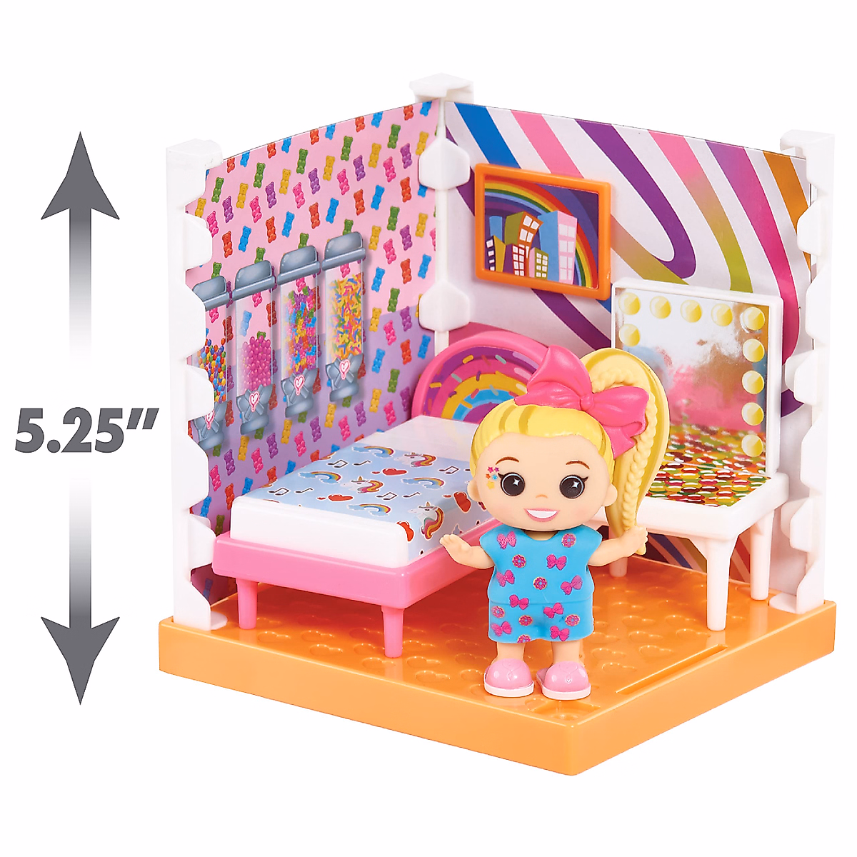 JoJo Siwa JoJo's World Bedroom Mini Playset, Mini JoJo Collectible Figure, 12-pieces, Kids Toys for Ages 6 Up by Just Play