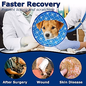 Crazy Felix Soft Dog Cones for Large Medium Small Dogs, Dog Recovery Cone Collar Alternative After Surgery to Stop Licking Scratching, Elizabethan Collar with Hook & Loop Drawstring