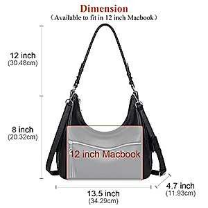 Over Earth Genuine Leather Purses and Handbags for Women Hobo Purse Shoulder Tote Bag Ladies Crossbody Bag with Tassel Medium(O106-2E Black)