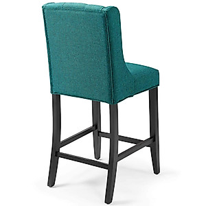 Modway Baronet Tufted Button Upholstered Fabric Counter Stool, Teal