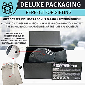 Mission Darkness EMF Blackout Hat - Anti-Radiation Snapback Cap Protects Against EMF EMI RF 5G Wireless Signals - Universal Adult Size (Adjustable)