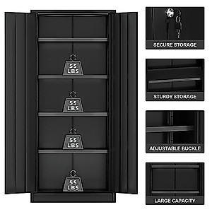 JUMMICO Metal Storage STELL Cabinets, 18 x 36, Black