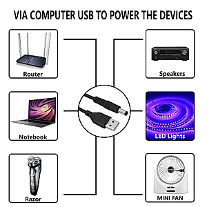 SinLoon USB 5V to DC 5.5mm x 2.1mm 12V Converter Step Up, Voltage Converter Power Cable, for Camera, Desk lamp, Speakers, Blue Tooth Headset, and Other 5V Devices.(1.6M/5.25FT