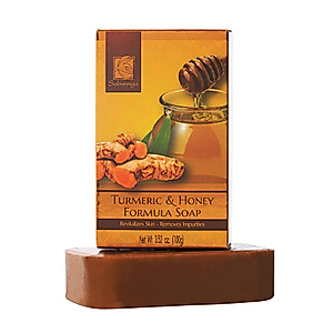 Sabunnga Turmeric Soap Bar - Natural Turmeric Soaps Honey , PH Balance Bars For Face & Body , Fade Dark Spots Gentle Exfoliating