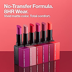REVLON Lipstick, ColorStay Suede Ink, Built-in Primer, Infused with Vitamin E, Waterproof, Smudge-proof, Matte Color, 015 Lip Boom, 0.09 oz.