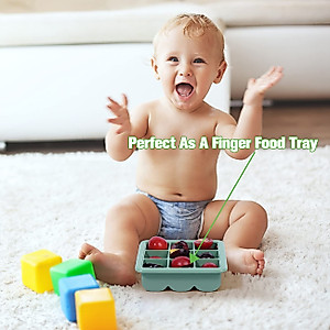 haakaa Baby Food and Breast Milk Freezer Tray, Silicone Freezer Tray with Lid, Baby Food Storage Container, Perfect for Homemade Baby Food, Vegetable & Fruit Purees, 9 x 1.2 oz, Pea Green