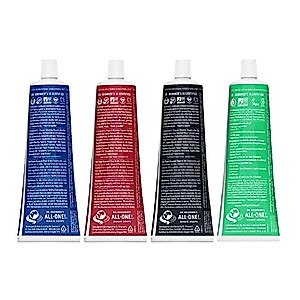 Dr. Bronner’s - All-One Toothpaste Variety Pack - Peppermint, Cinnamon, Anise, & Spearmint, 70% Organic Ingredients, Natural & Effective, Fluoride-Free, Helps Freshen Breath, Vegan (5oz, 4-Pack)