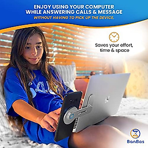 BanBas Magnetic Phone Holder for Laptop, Adjustable Phone Monitor Side Mount, Slim Suitable for All Mobile Devices, Compatible with iPhone, Silver