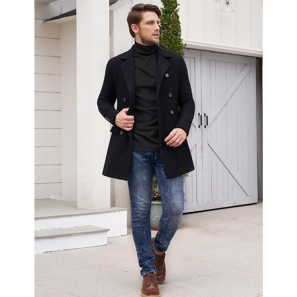 TAPULCO Long Sleeve Thermal High Neck Top for Men, Undershirts Turtleneck Pure Color Pullover Cozy Sweater Lightweight T-Shirts for Prom Black Large