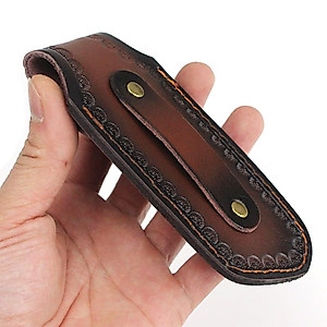 4'' Pocket Knife Sheath, Portable Leather Knife Holster with Belt Hanging Hole Design for Camping Hunting Jungle Exploration
