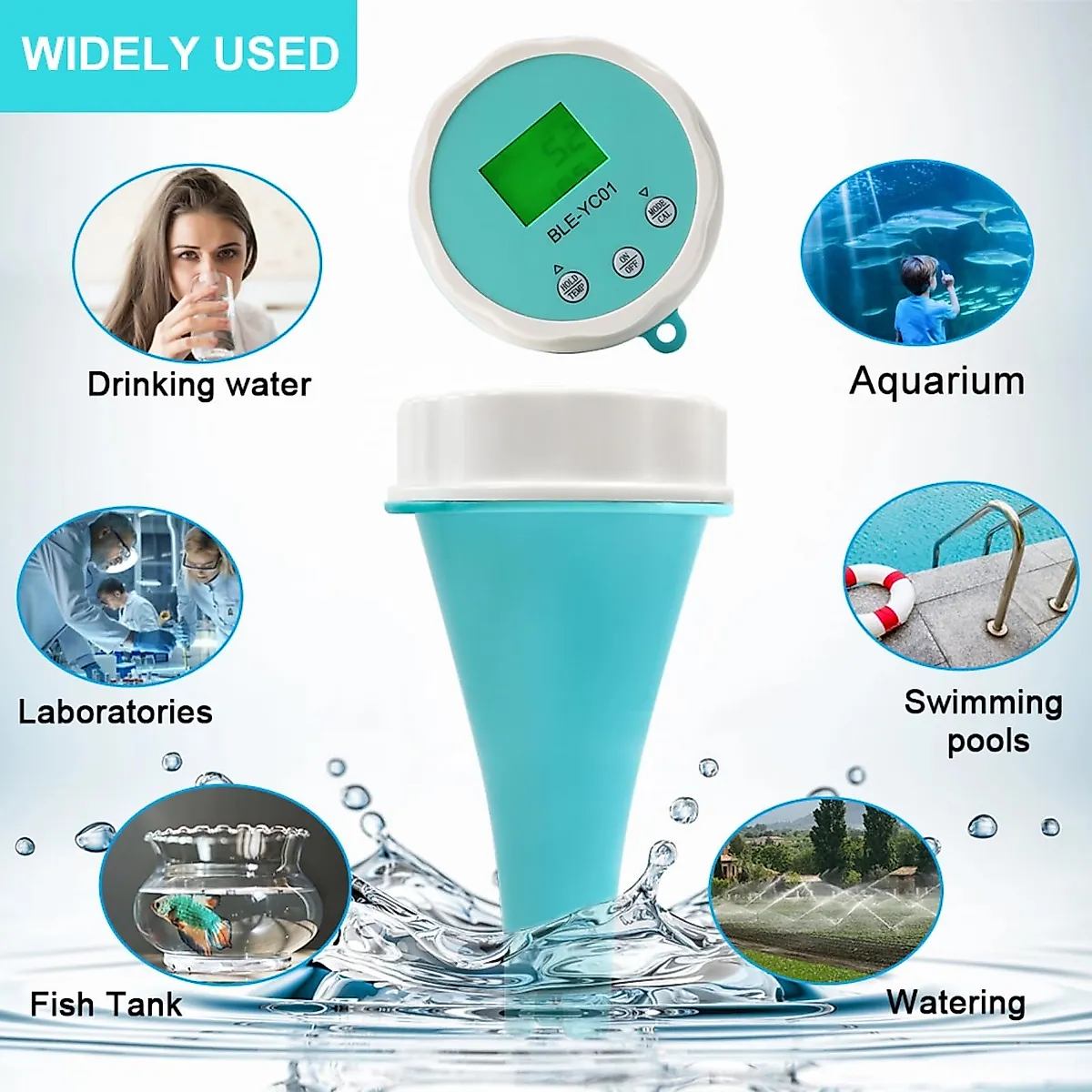 BLE YC01 Pool Monitor EC ORP CL e Temperature 6 in 1 Detector Water Quality Tester