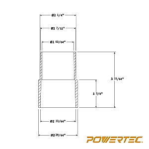 POWERTEC 70141-P2 2-1/2-Inch to 2-1/4-Inch Reducer, 2 PK